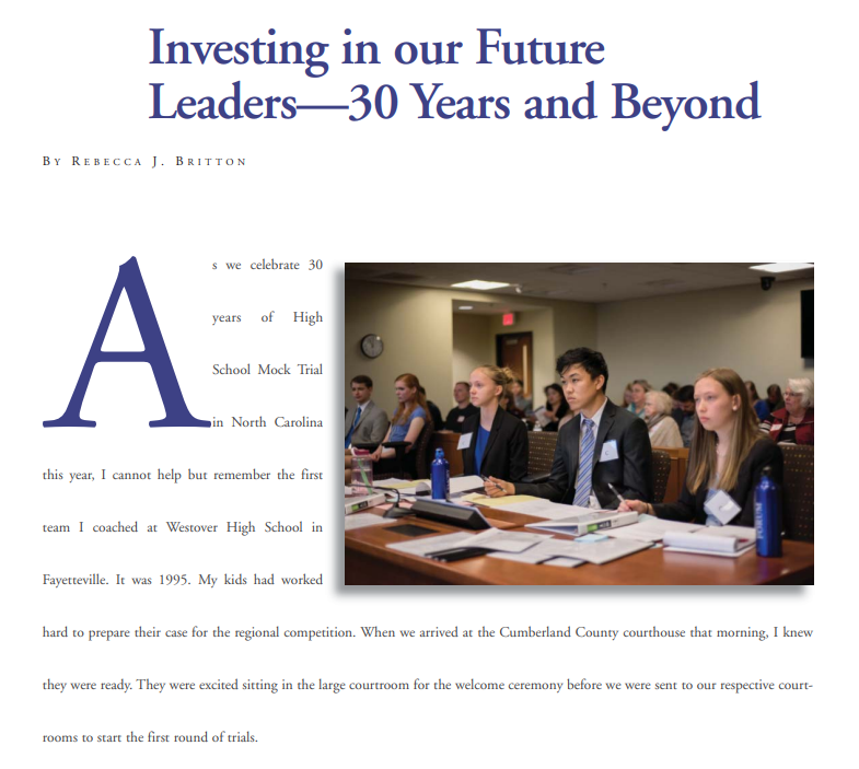 State Bar Highlights 30 Years of Mock Trial in NC - The North Carolina ... State Bar Highlights 30 Years of Mock Trial in NC - The North Carolina ...